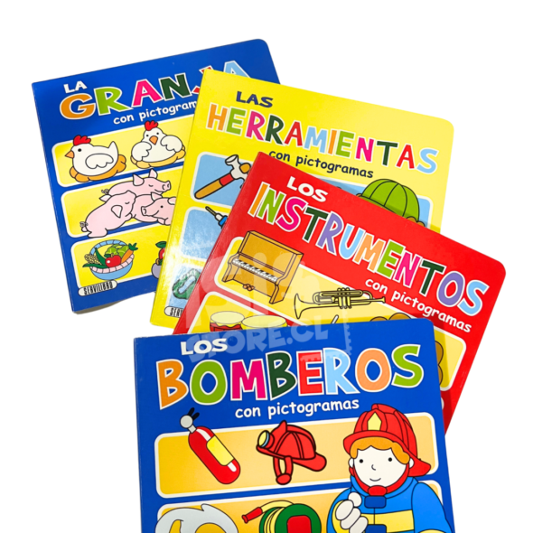 Libros con pictogramas, pack 4 und, tapa dura, incluye cajita – IsiStore